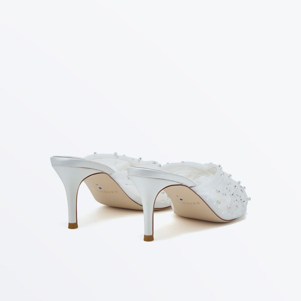 Chiara Mule - Satin and Mesh Bridal Mules | Georgies Bridal Shoes