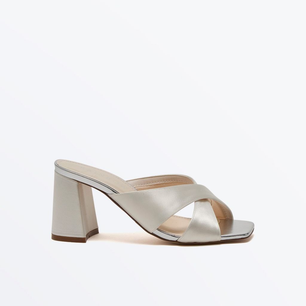 Lily - Block Heel Wedding Mules | Georgies Bridal Shoes