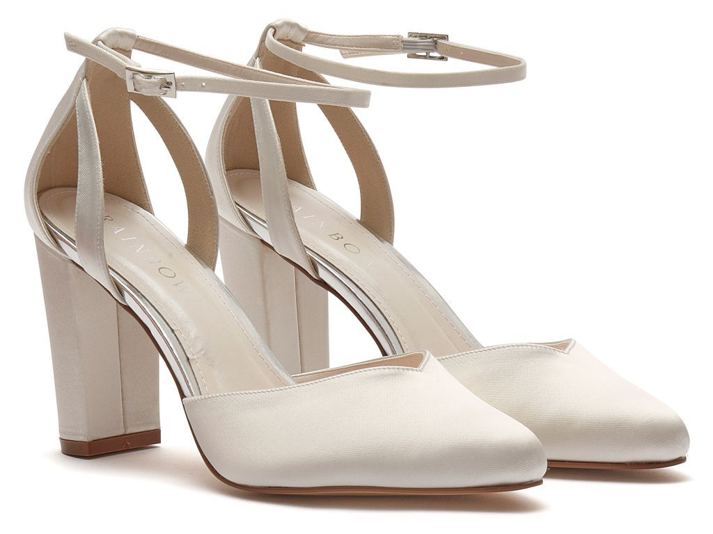 Eve - Ivory Block Heel Strappy Wedding Shoes | Georgies Bridal Shoes